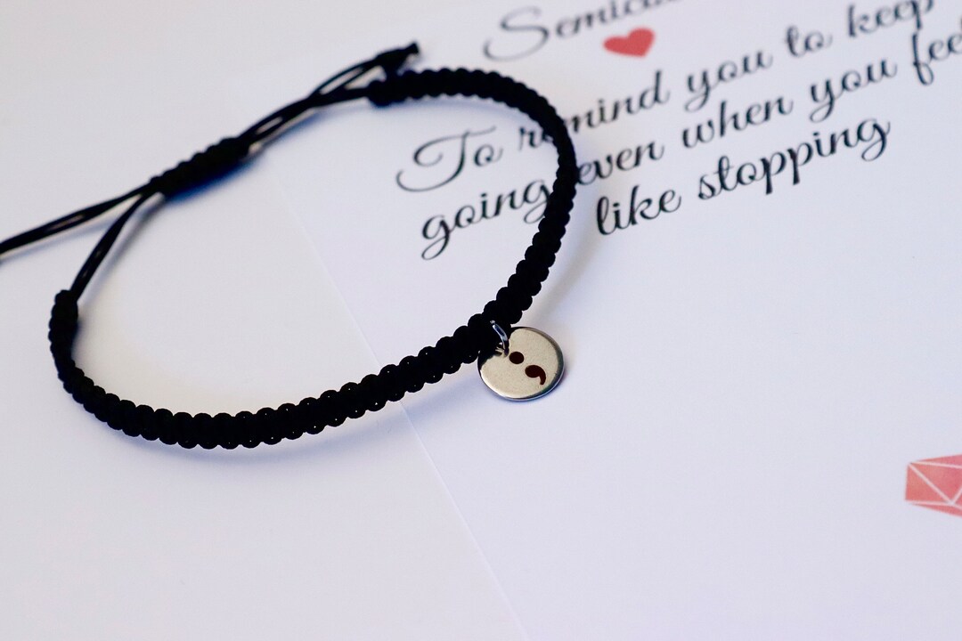 Survivor Bracelet, Semicolon Jewelry, Mental Health Gifts, Positivity ...