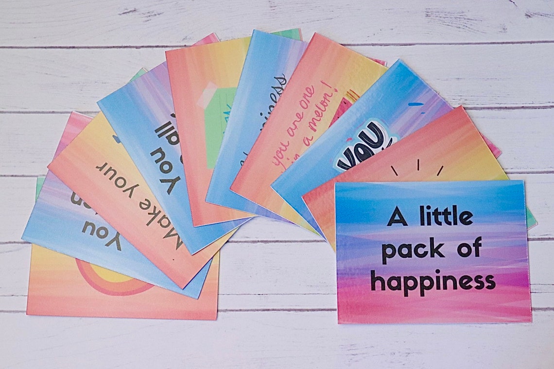 Pack of happiness cards motivational cards for her inspiring | Etsy