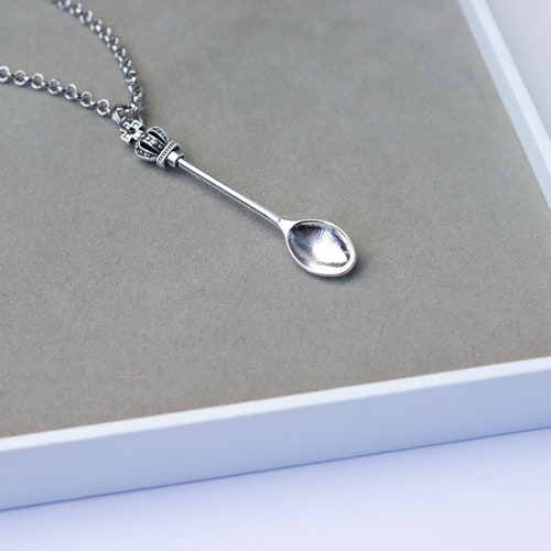 Silver Chain Necklace With Big Spoon Charm Silver Spoon | Etsy