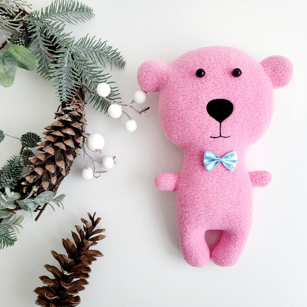 Pink Teddy Bear Plush Toy Baby Girl Gift Bear Fleece Soft Pink - Etsy