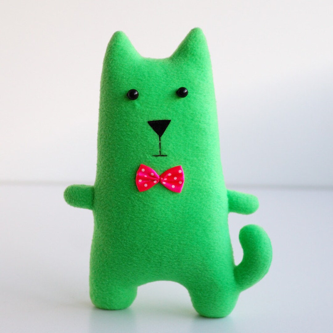 Funny Stuffed Animal Soft Plush Toy Catlover Gift Cat Green - Etsy