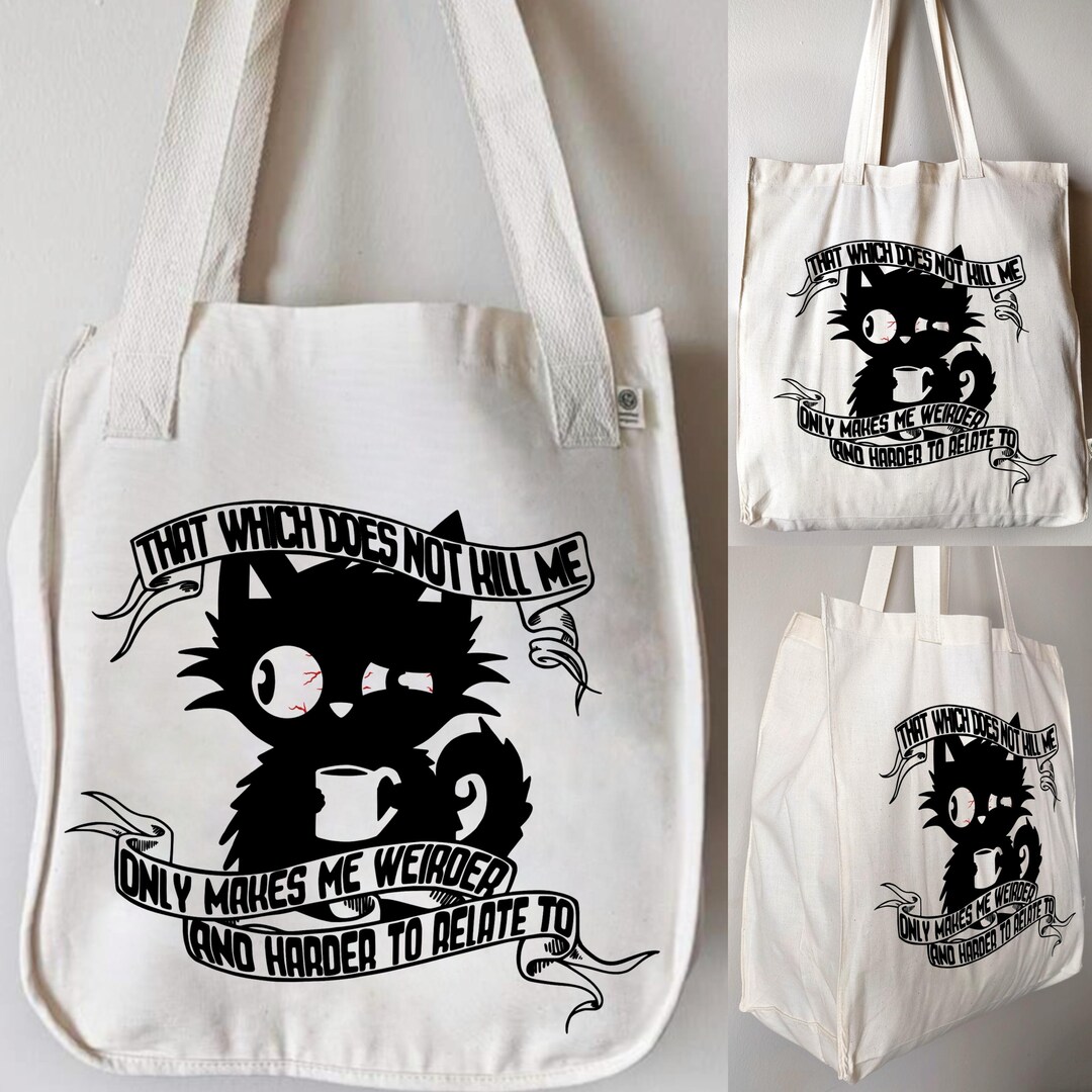 Frazzled Cat Tote: Large Organic Cotton Canvas Tote, Funny Cat Tote ...