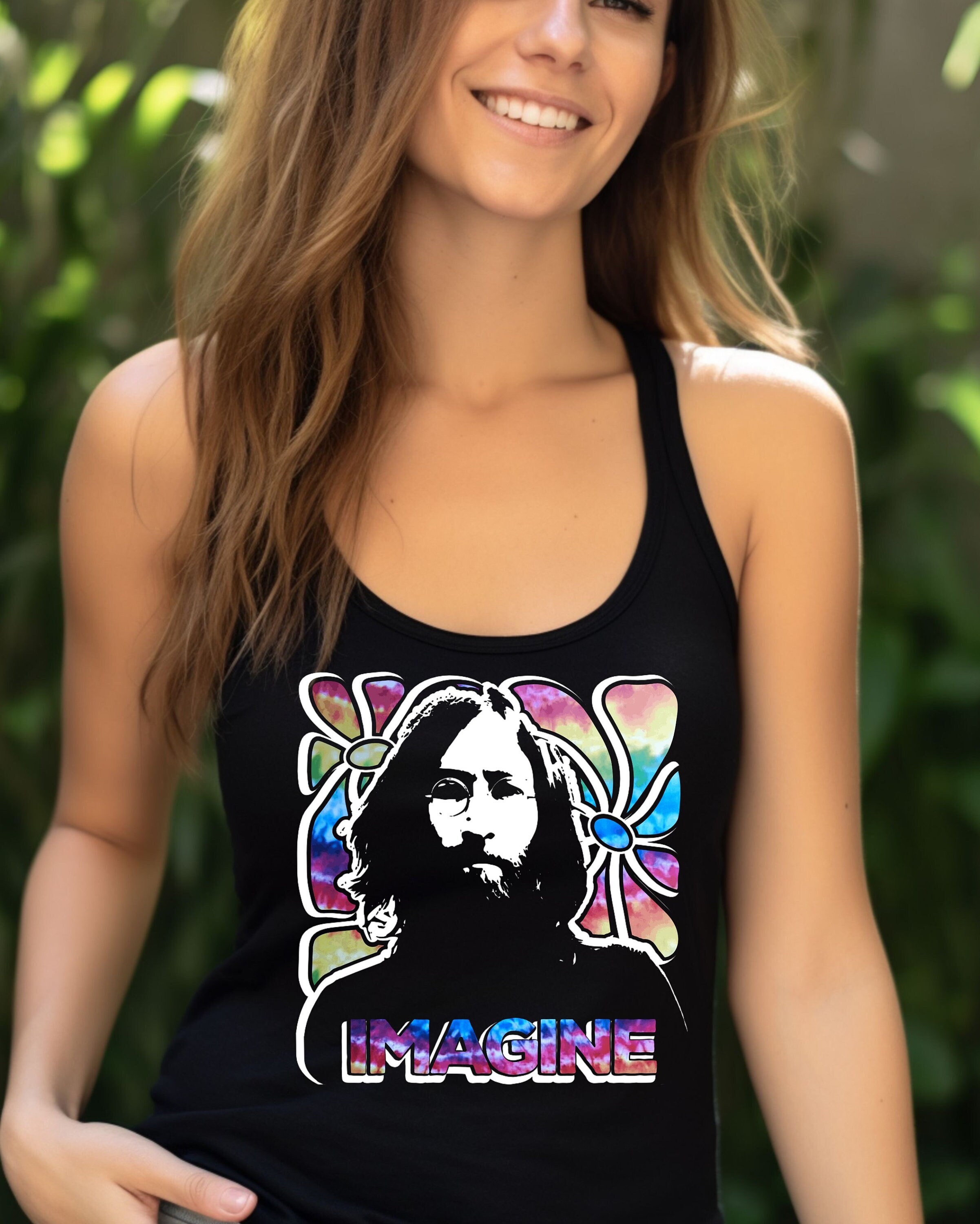 John Lennon Imagine Tank, Beatles Shirt, Good Vibes Tank Top, Hippie ...