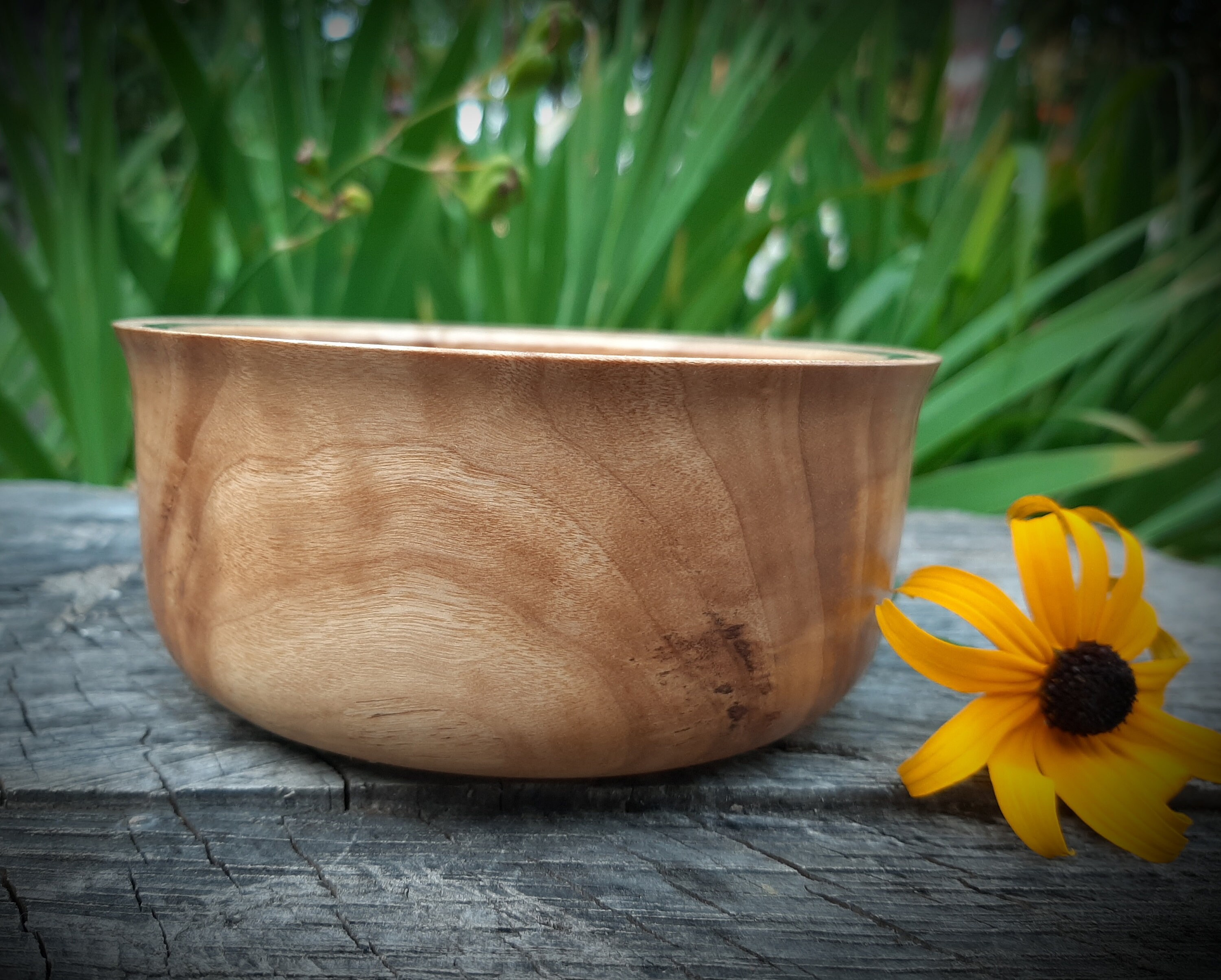 Hand Turned European Poplar Mappa Wooden Home Decor Bowl With Silver ...