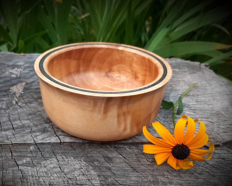 Hand Turned European Poplar Mappa Wooden Home Decor Bowl With Silver ...