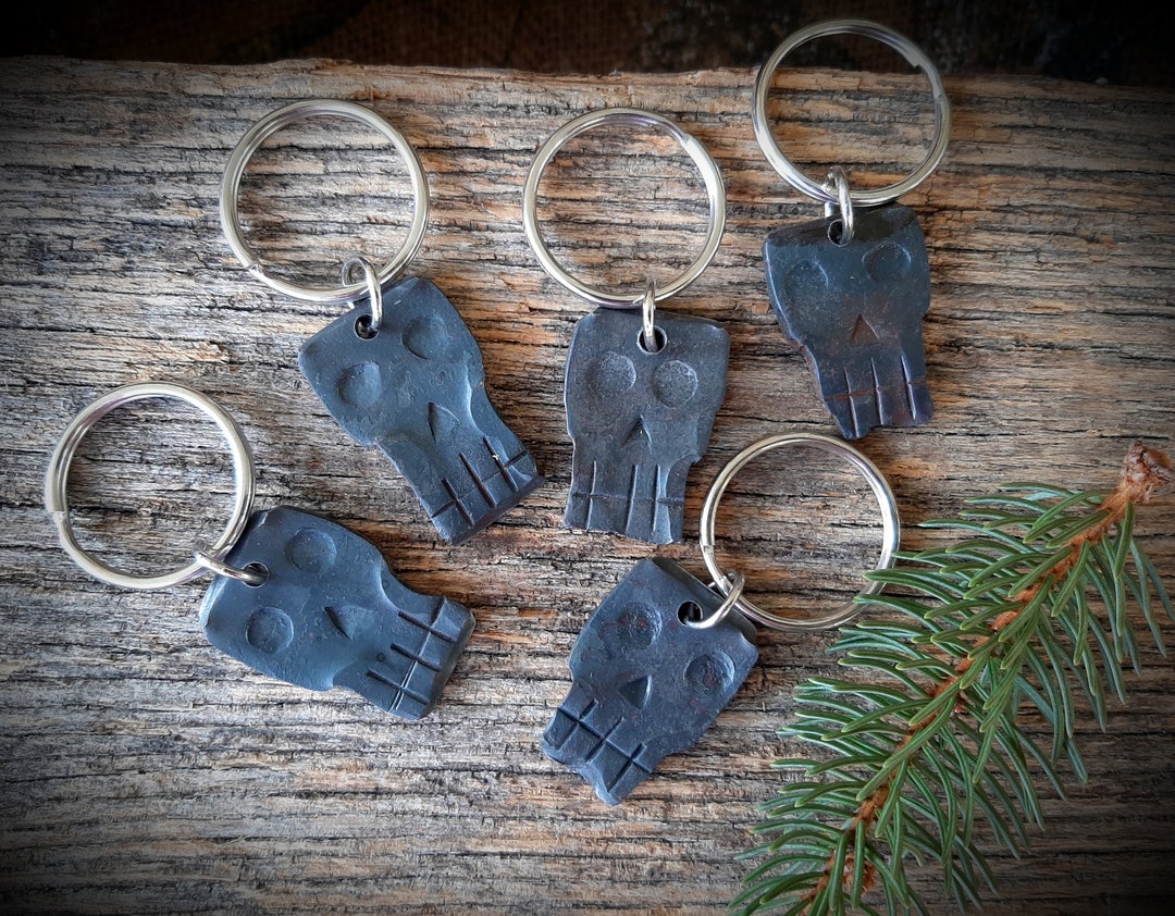 Hand Forged Skull Key Rings - Etsy