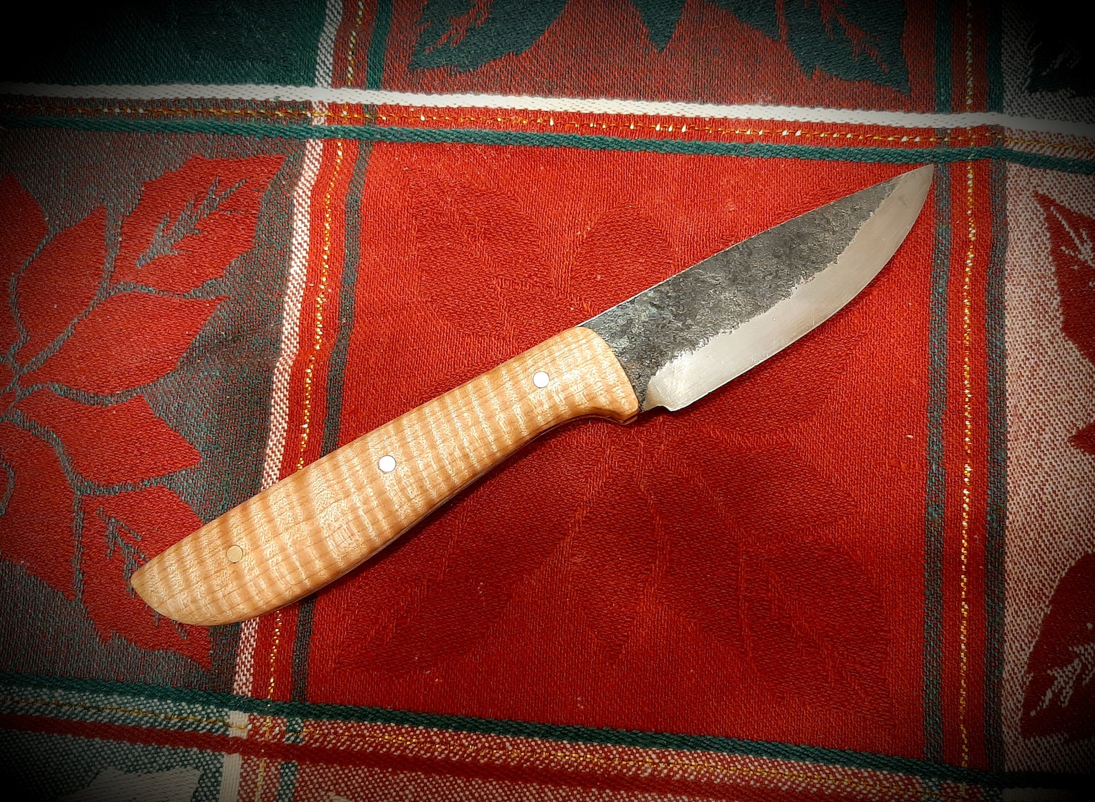 Hand forged curly maple knife | Etsy