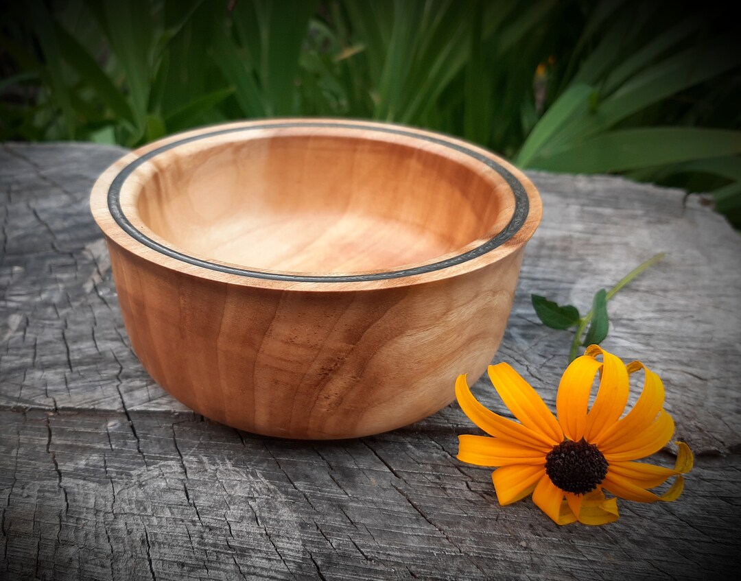 Hand Turned European Poplar Mappa Wooden Home Decor Bowl With Silver ...