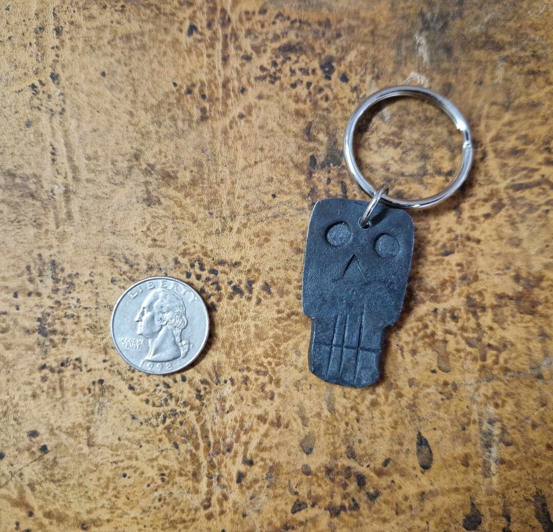 Hand Forged Skull Key Ring - Etsy