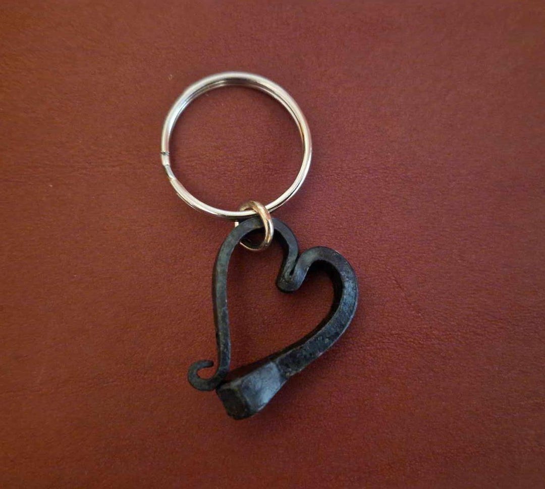 Forged Horseshoe Nail Heart Keyring - Etsy