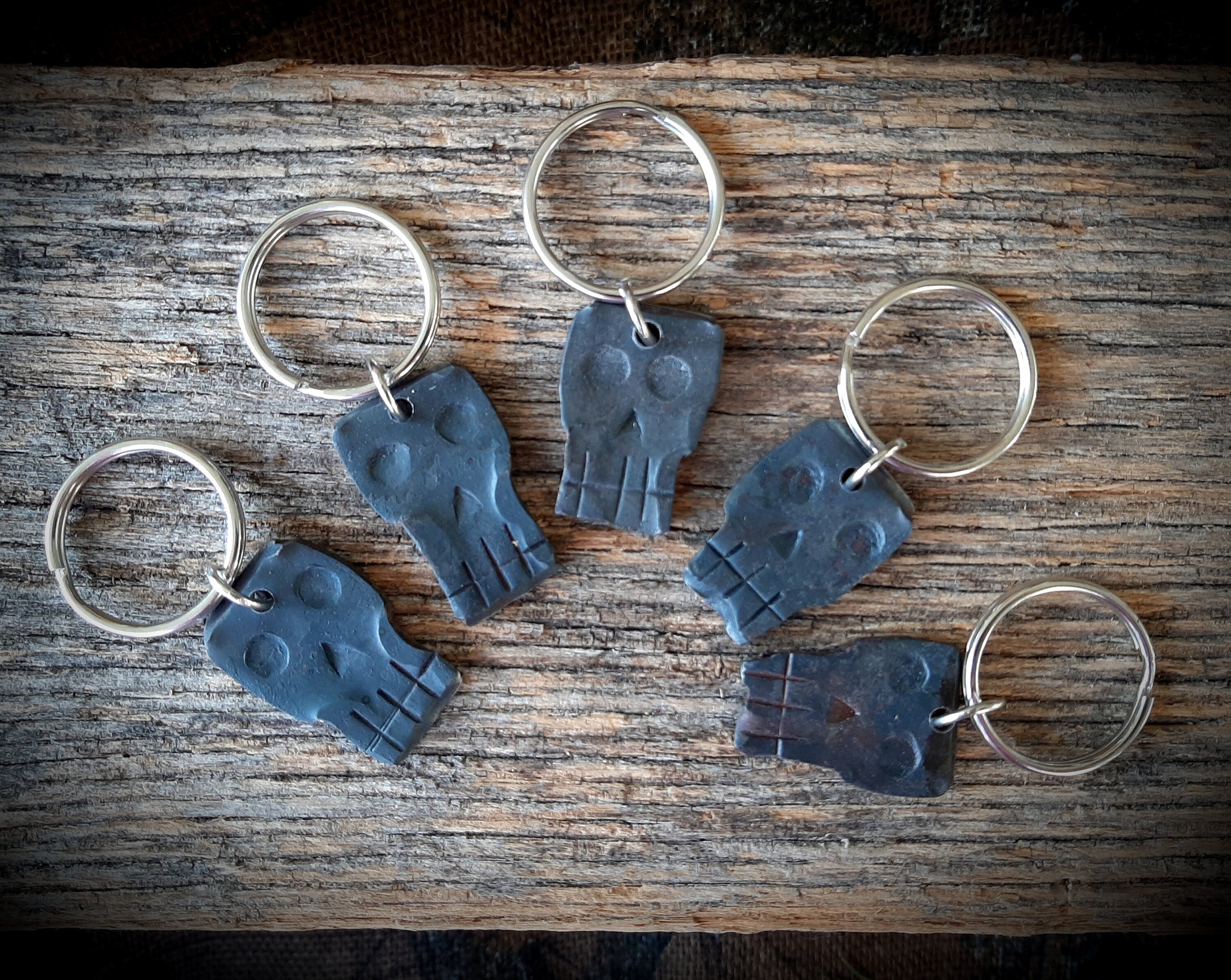 Hand Forged Skull Key Rings - Etsy