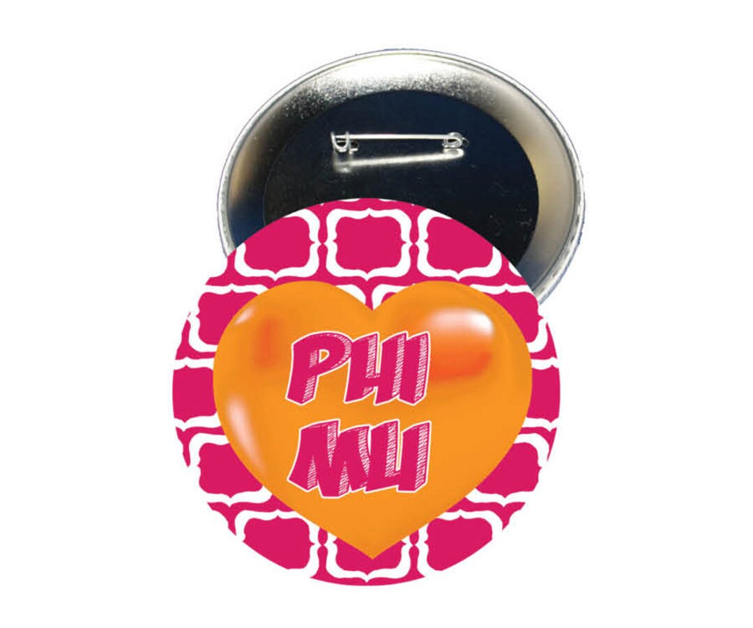 Phi Mu Button - Heart - Etsy