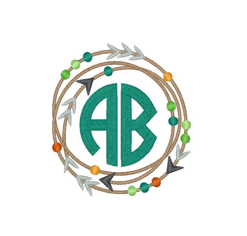Beaded Circles Arrow Monogram Frame Machine Embroidery Design - Etsy