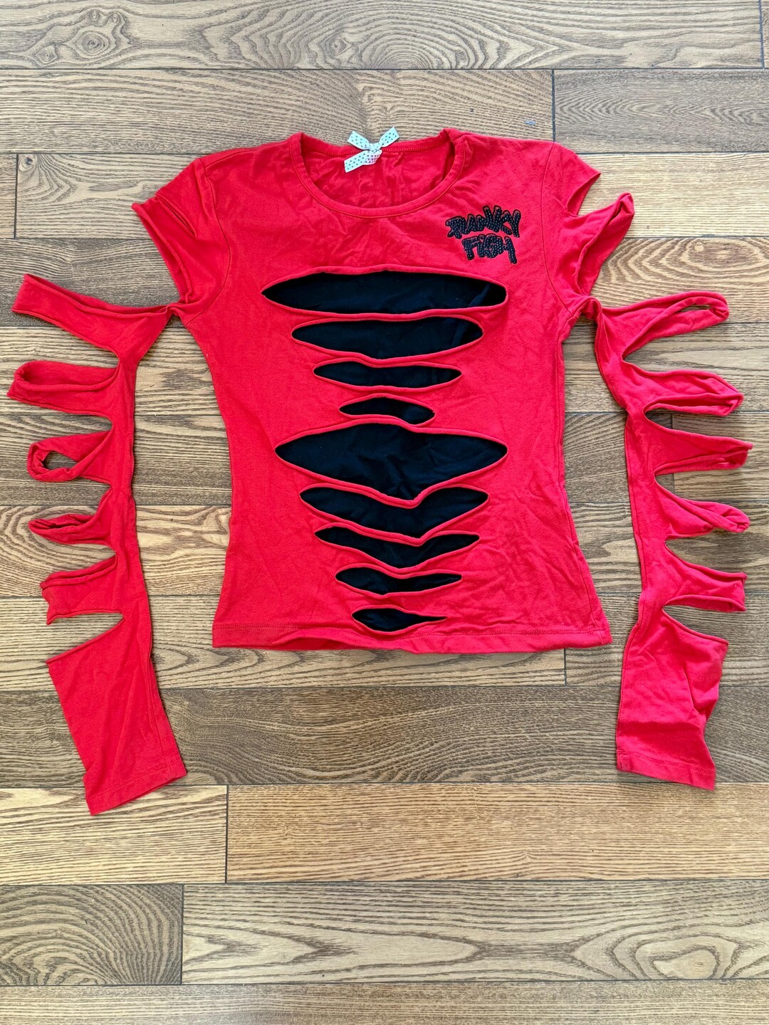 Y2K Punky Fish Edgy Emo Goth Red and Black Cutout Tee - Etsy Canada