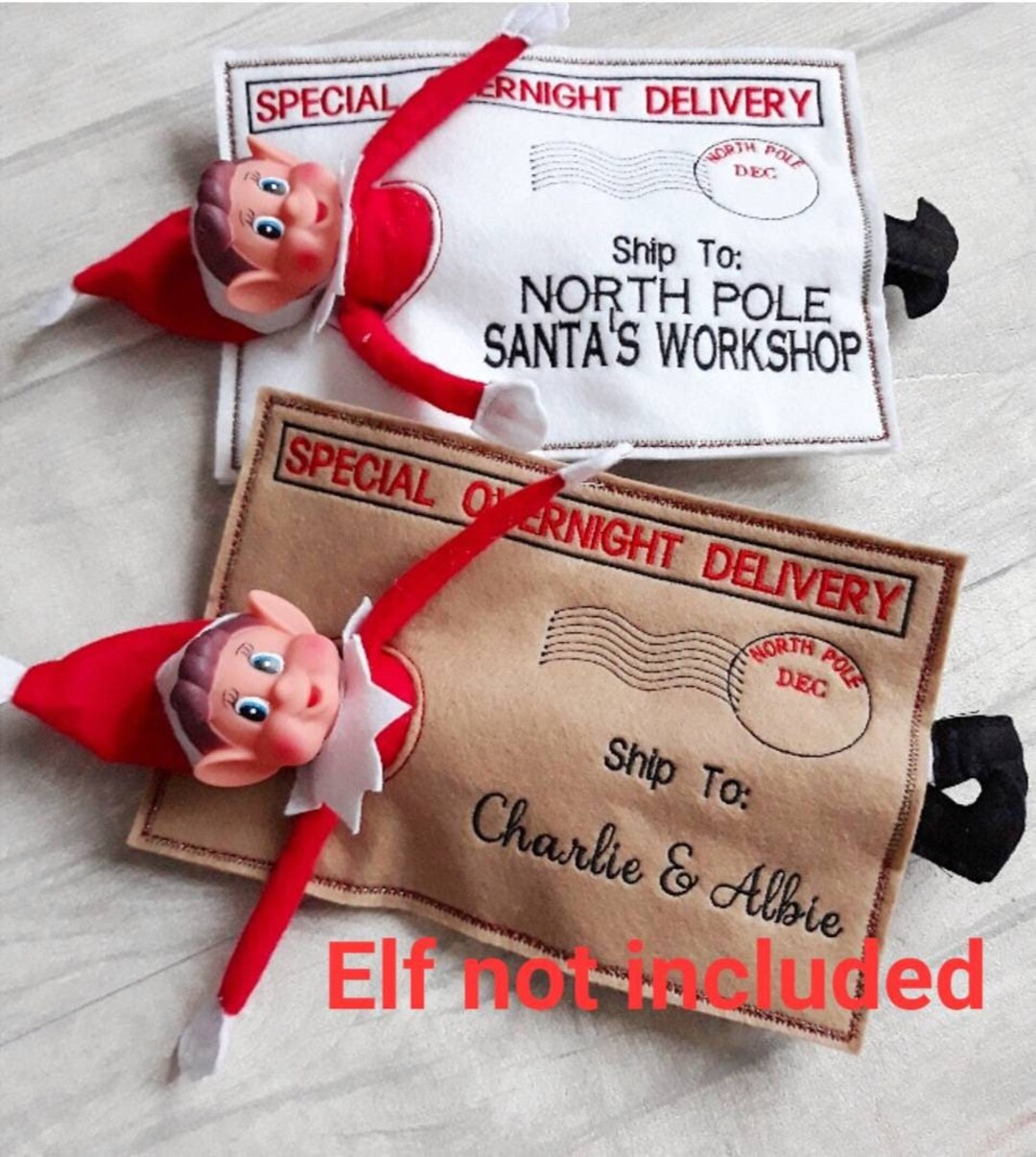 Personalised Elf Envelope Costume. Elf Arrival Ideas. Christmas Eve Box ...