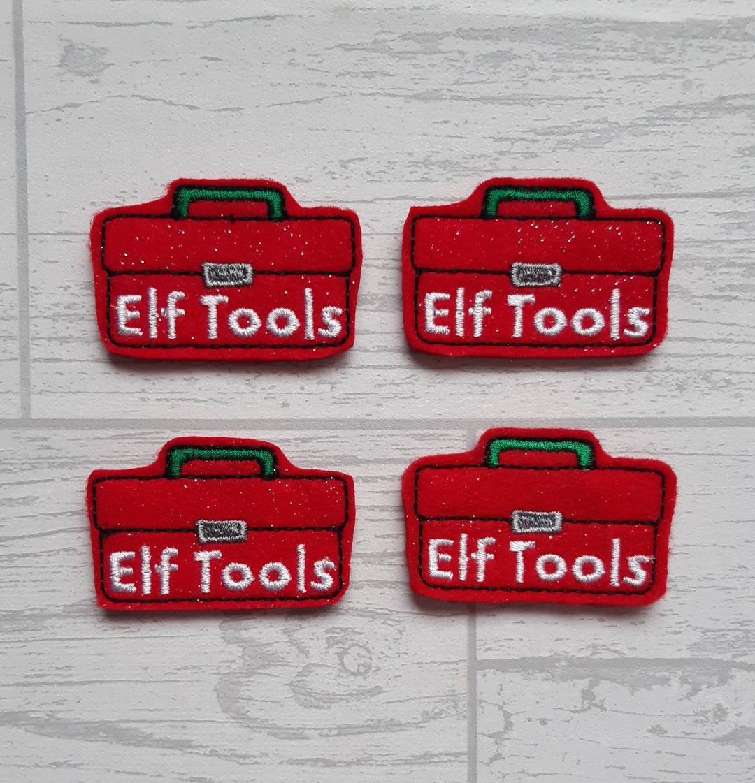 Elf Tools Feltie. Elf Ideas. Elf Arrival Ideas. Elf Tools Bauble. Elf ...