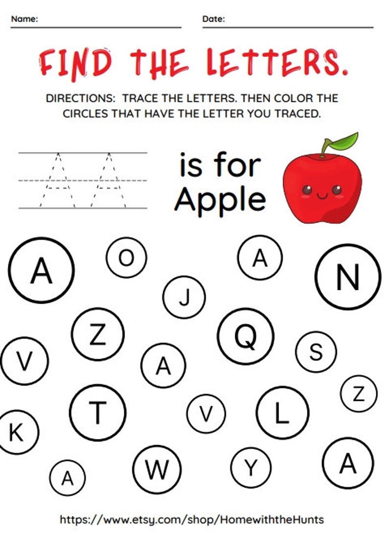 Letter Hunt Worksheet - Etsy