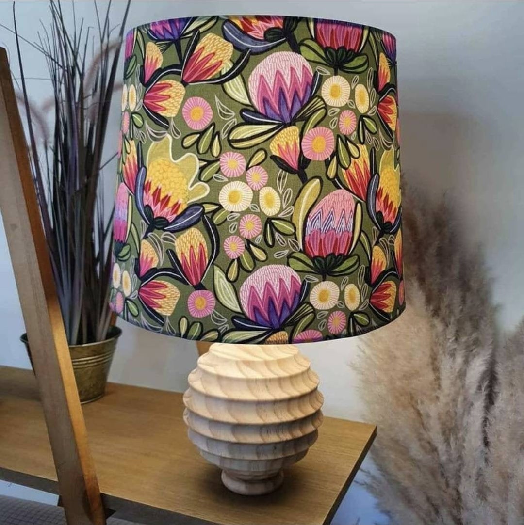 Fun Proteas and Flowers on Green Lampshade - Custom Made Choose Your ...