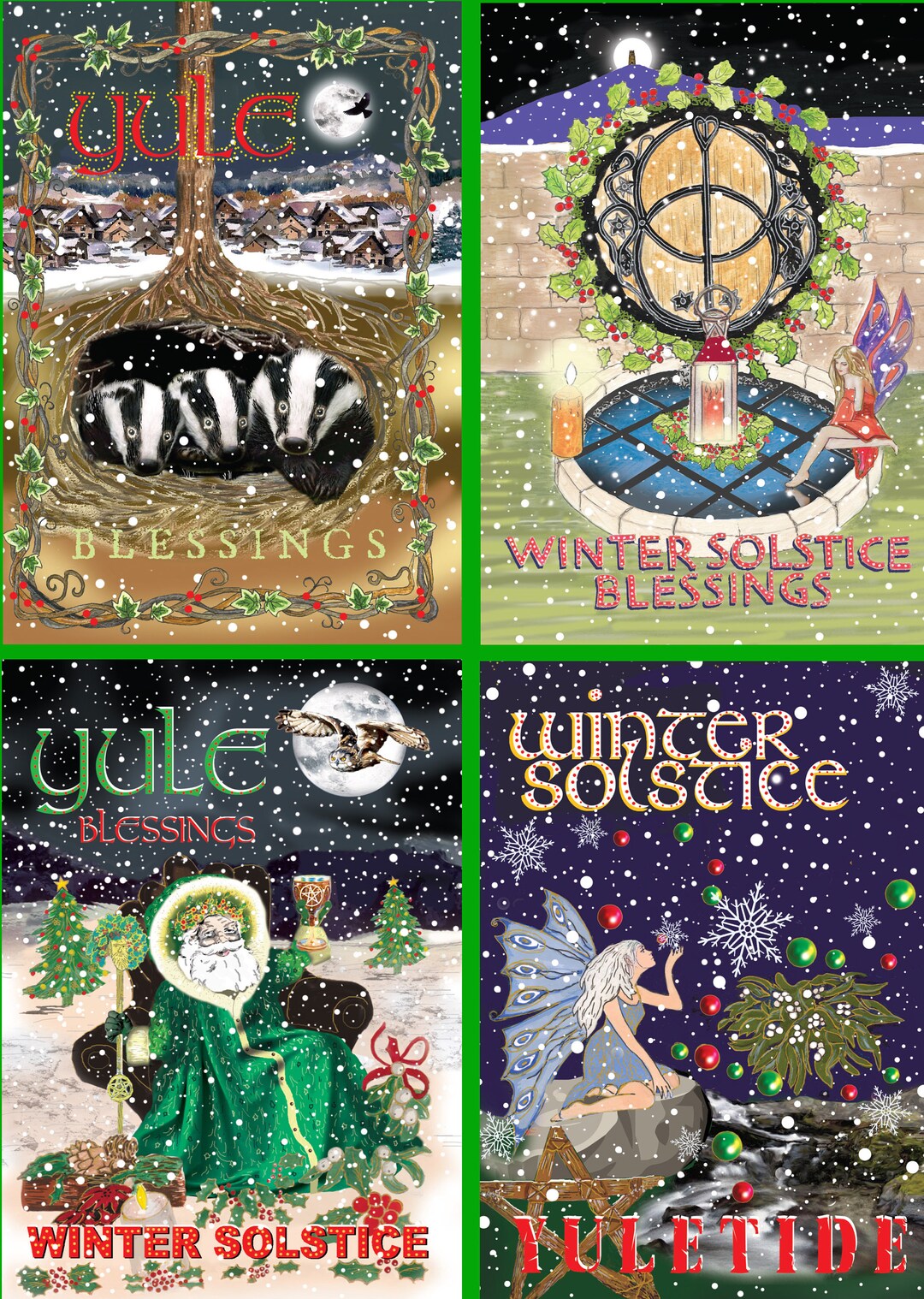 Pack of 12 Yule Xmas Winter Solstice Mixed Colourful Pagan - Etsy UK