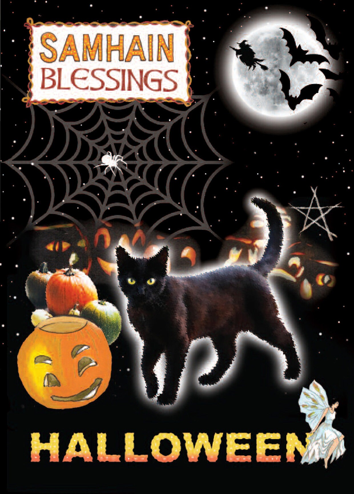 Samhain Halloween All Hallow's Eve Colourful Pagan Fairy Greeting Card ...