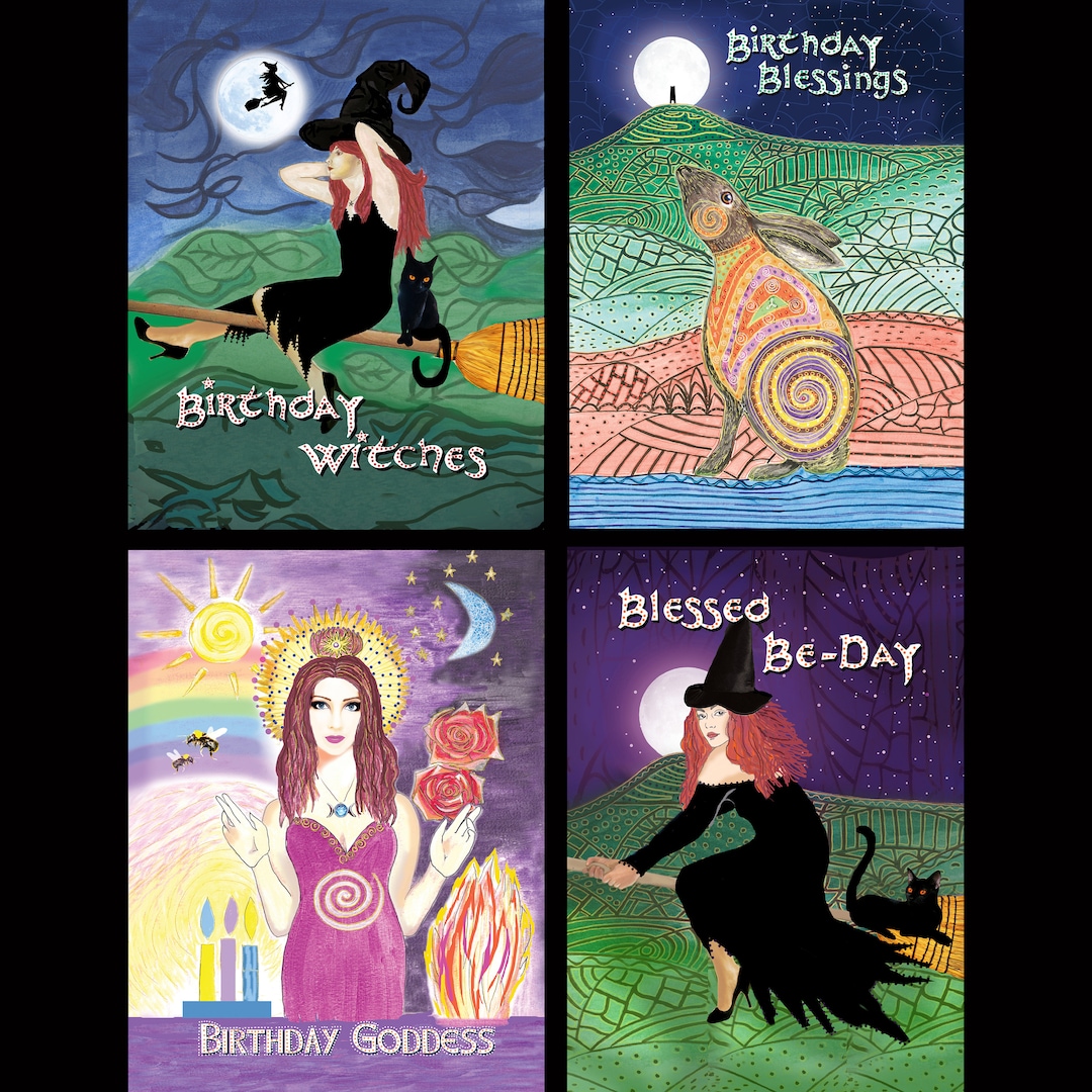 PAGAN Birthday Greetings Cards 4 PACK 1x4 Designs NEW - Etsy