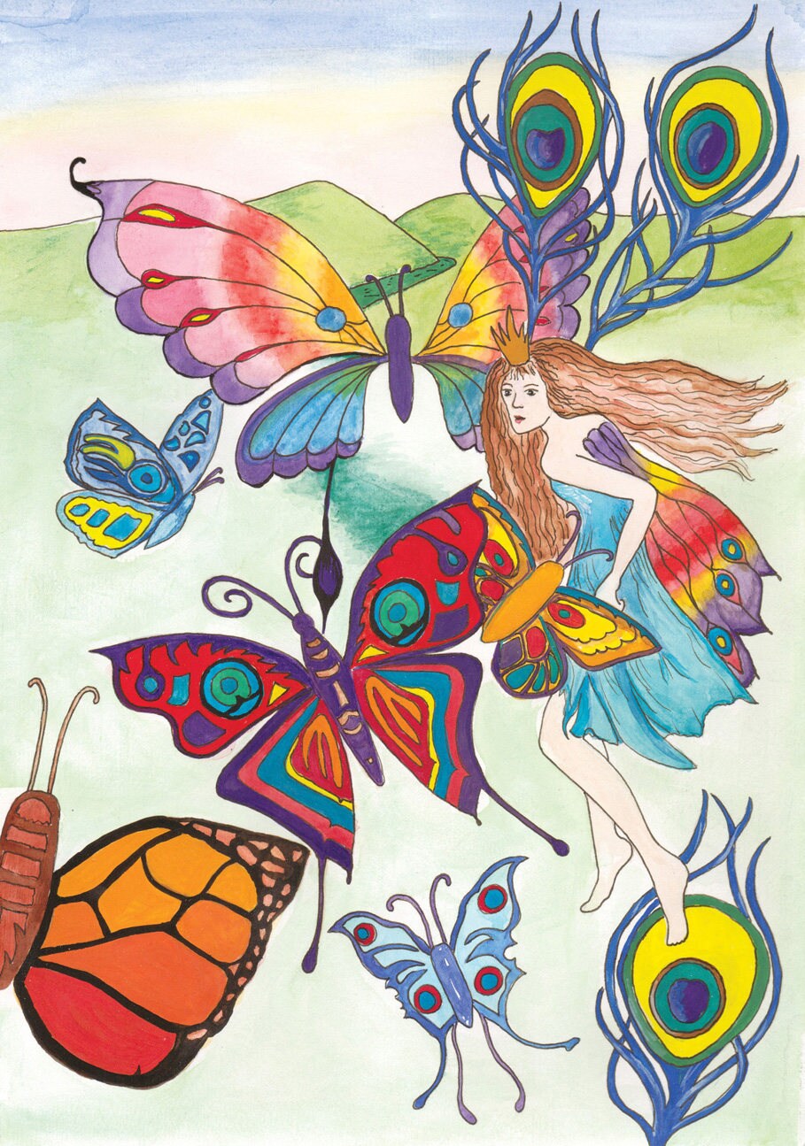 8 Mixed Butterfly Fairy Fantasy Blank Greeting Cards or Notelets 2x4 ...