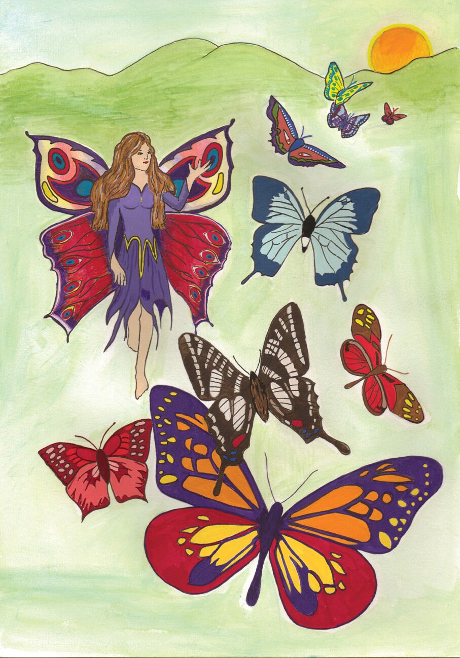 8 Mixed Butterfly Fairy Fantasy Blank Greeting Cards or Notelets 2x4 ...