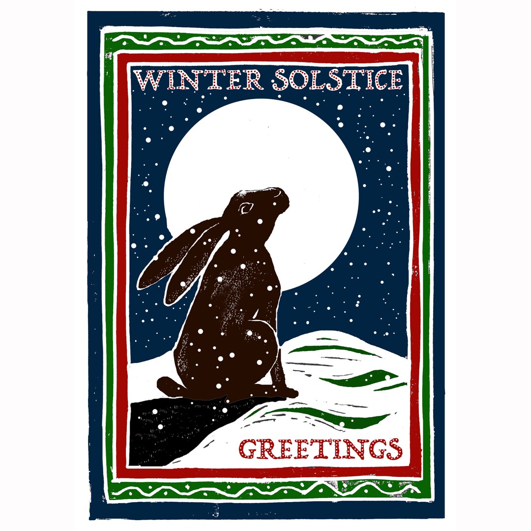 Yule Xmas Winter Solstice Blessings Moongazing Hare Pagan Greetings ...