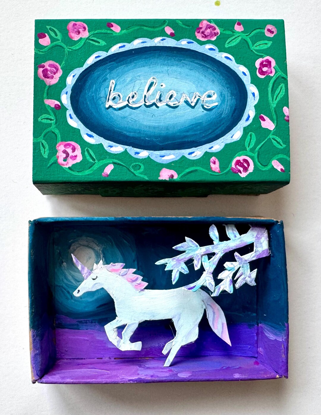Believe in Unicorns - Matchbox Diorama - Etsy
