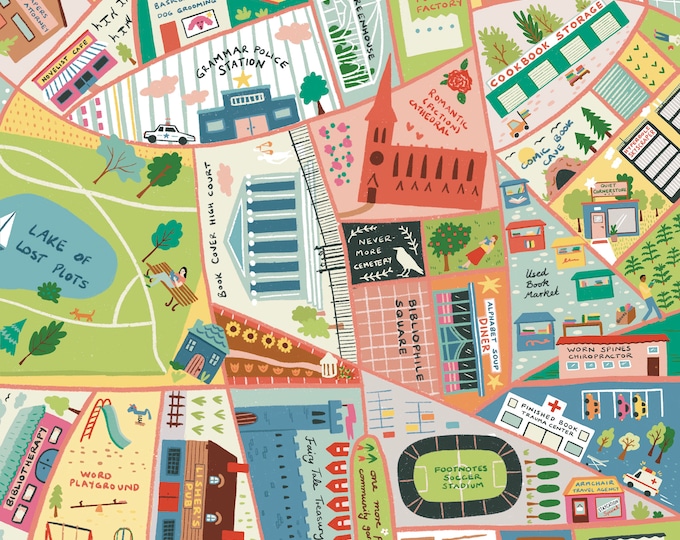 Map of A Book Lover's Town Art Print - Etsy
