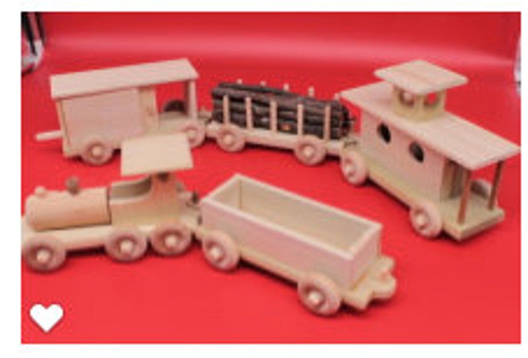 Wooden Train Set With Five Cars. - Etsy