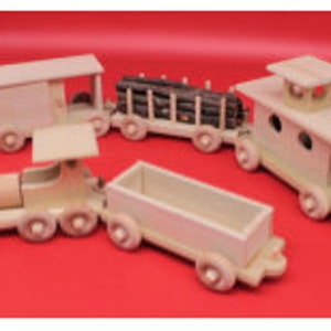 Wooden Train Set With Five Cars. - Etsy