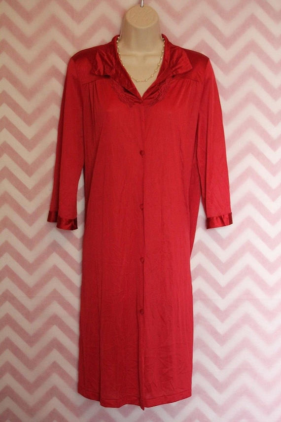 Vanity Fair 2-Piece Classic Red Nightgown and Robe Se… - Gem