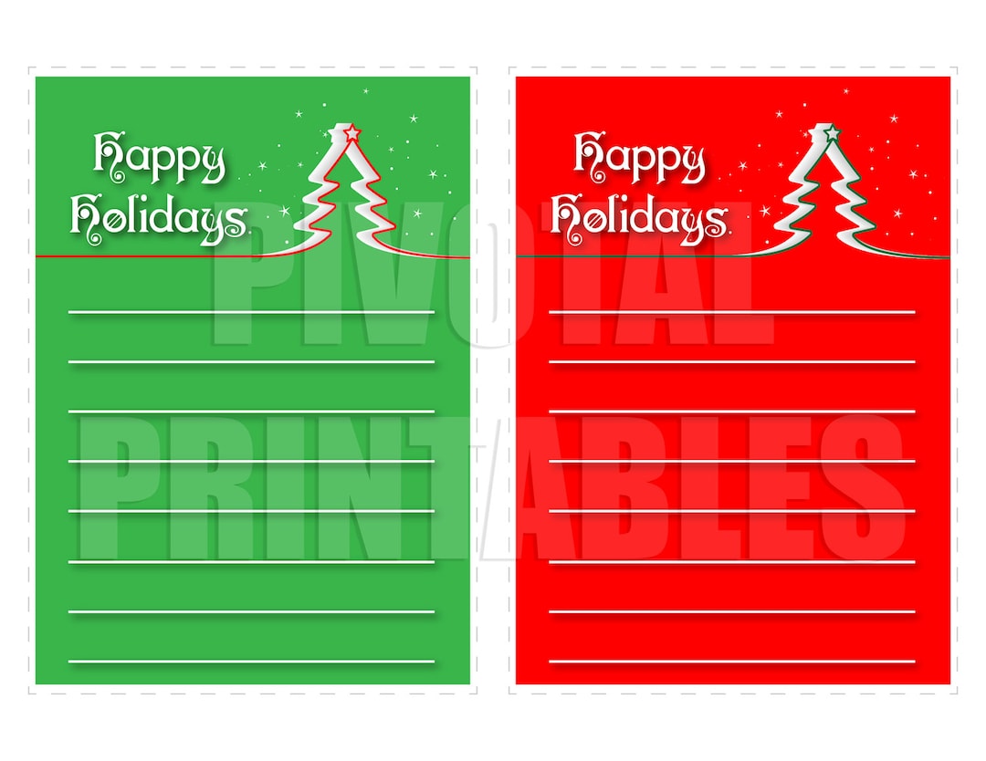 Printable happy Holidays Stationery Holiday Note Paper With Minimal ...