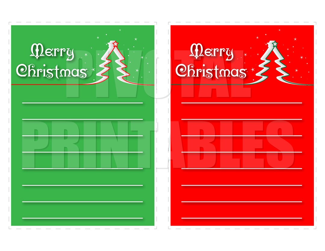 Printable merry Christmas Stationery Holiday Note Paper With Minimal ...