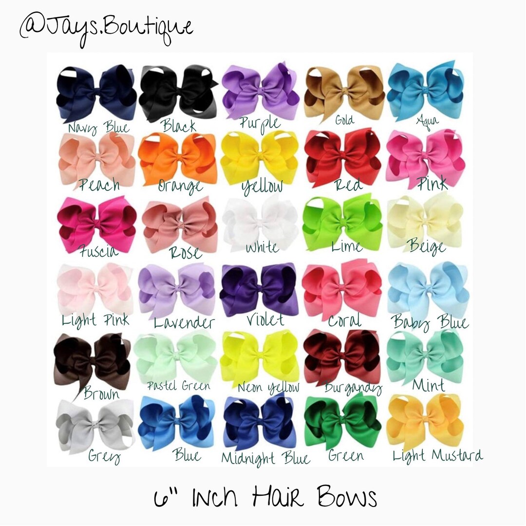 6 Inch Bows Multi-colored Bows, , Girls Hair Bows, Boutique Bow, Baby ...
