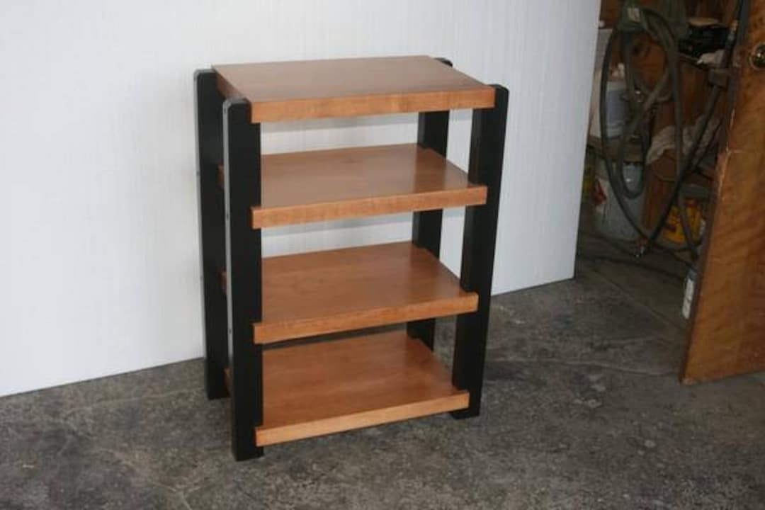 4 Shelf MAPLE AUDIO RACK W/ Teak Shelves and Black Posts - Etsy Canada