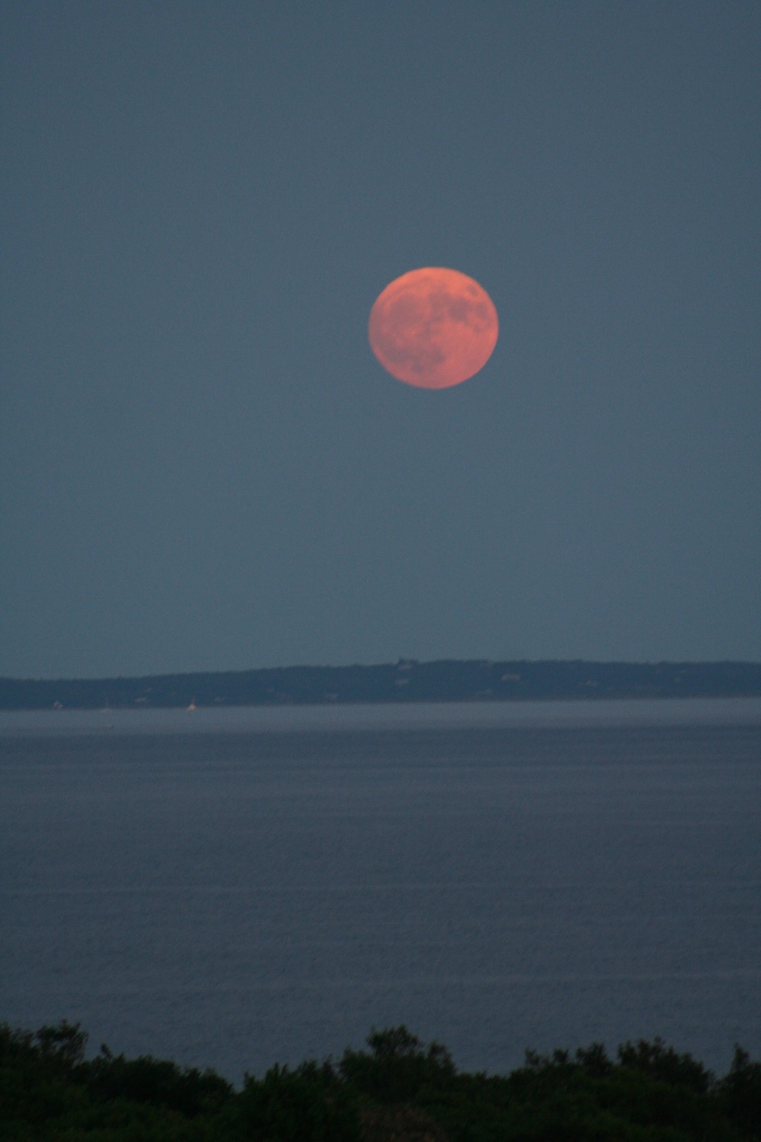 A Bright Orange Moon Rising Above the Coast - Etsy