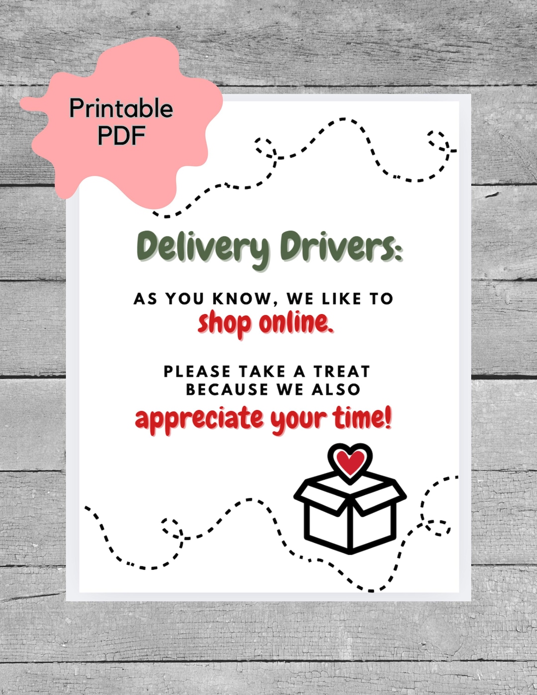 Holiday Delivery Driver Sign Printable, Digital Download, UPS, USPS ...