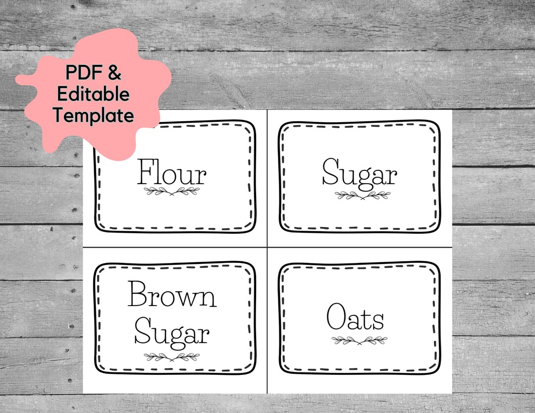 Kitchen Labels Editable Digital Template and Printable PDF, Storage ...