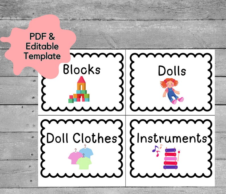 Playroom Labels Printable PDF and Editable Template, Storage ...
