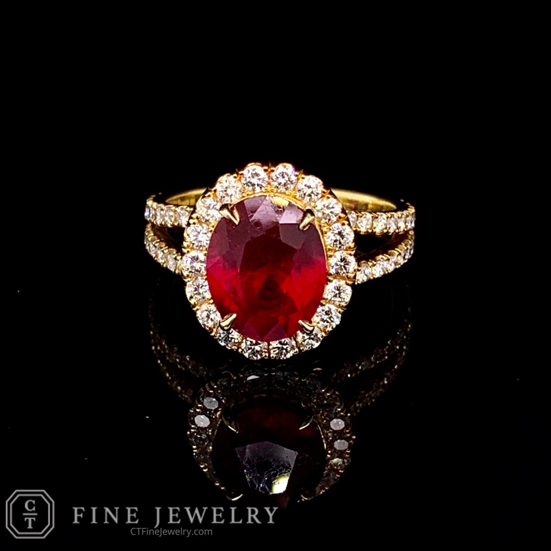 18K Gold & Ruby Ring - Etsy