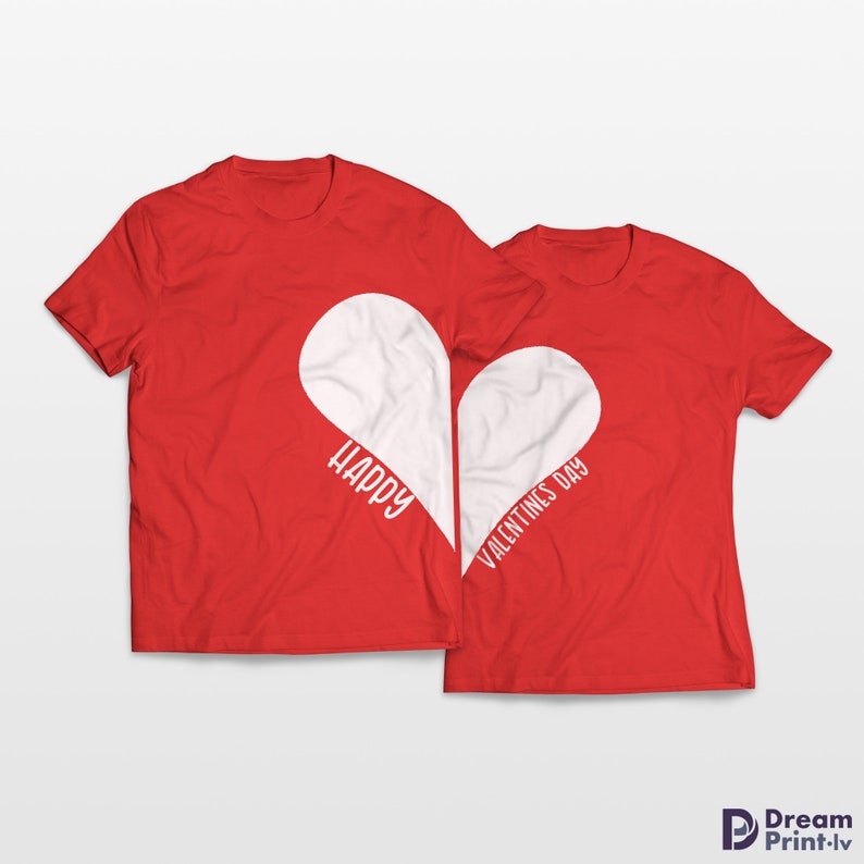 Red Heart Matching Couple Shirts, Happy Valentines Day Couples T Shirt ...