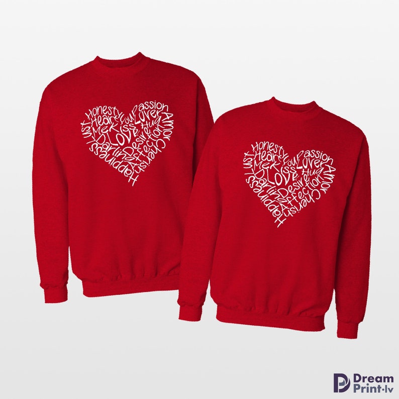 Heart Love Valentines Day Matching Couple Sweaters, I Love You ...