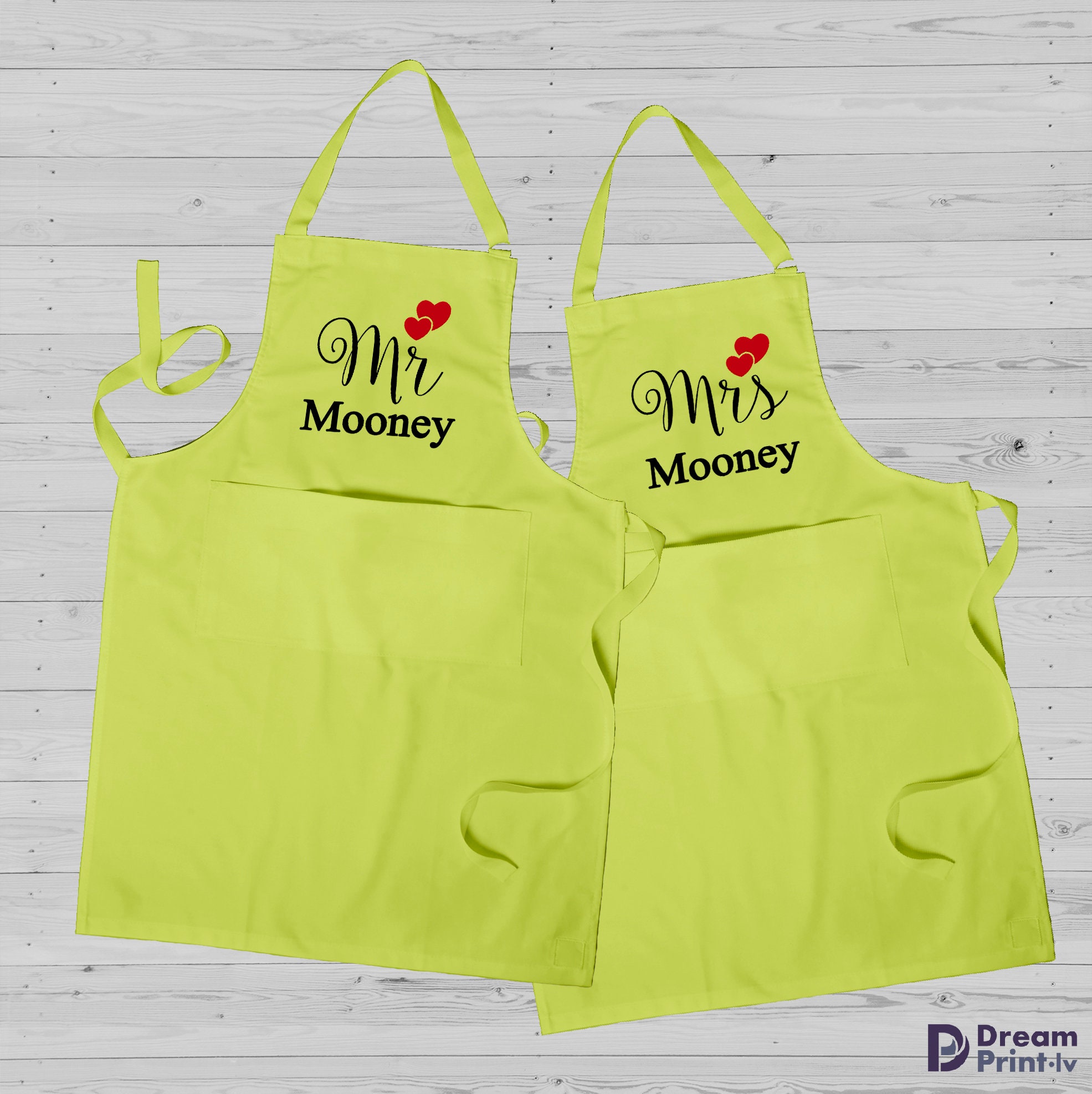Personalized Couple Gift Apron Set, Mr and Mrs Aprons, Custom Couples ...