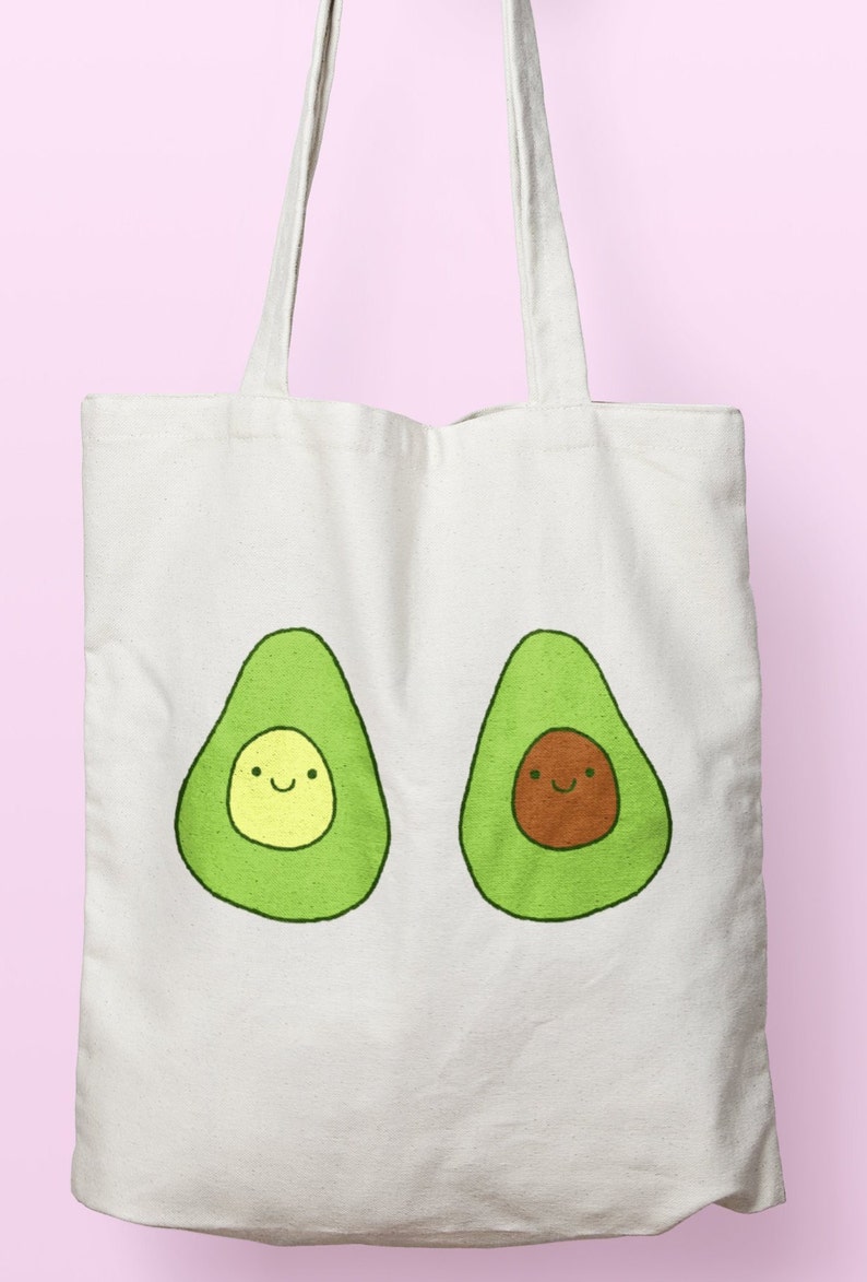 Avocado Canvas Tote Bag, Zero Waste Vegan Bag, Eco Friendly Shopping ...