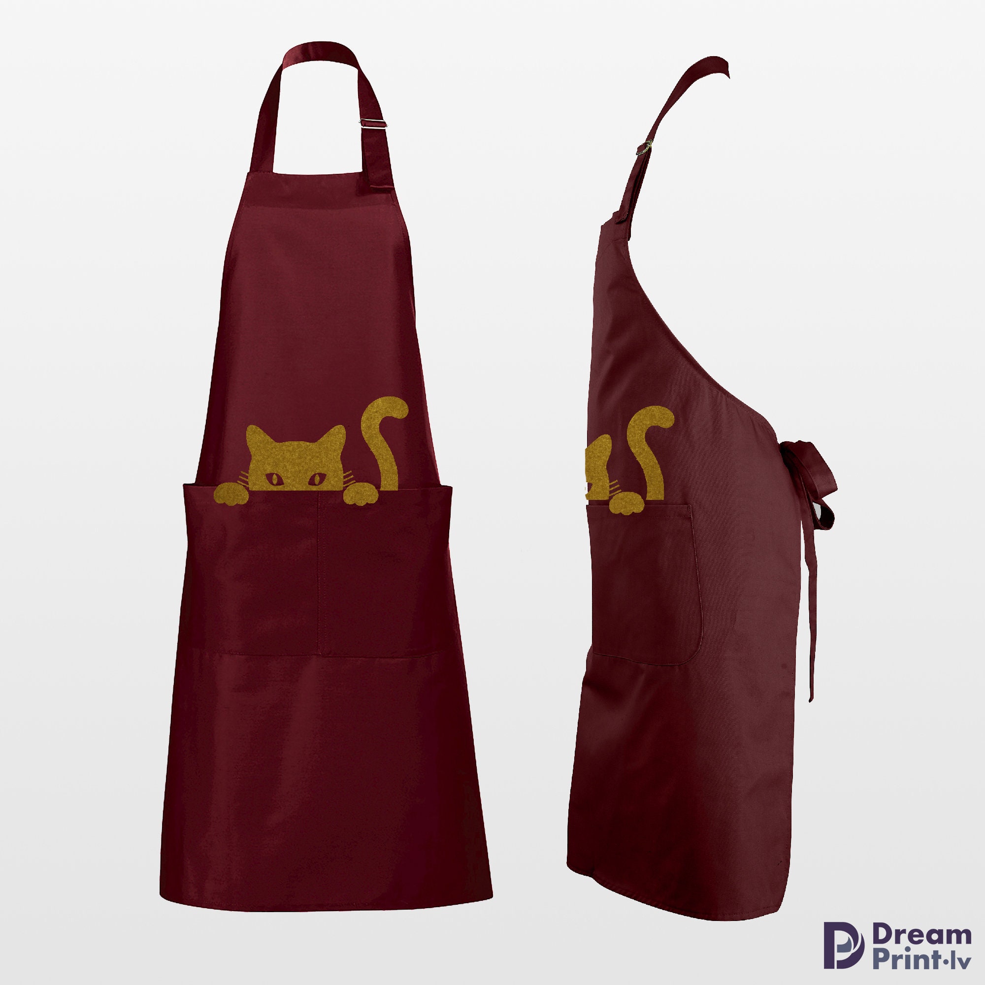 Black Cat Apron, Gift for Cat Lovers, Full Kitchen Apron, Cooking Gift ...