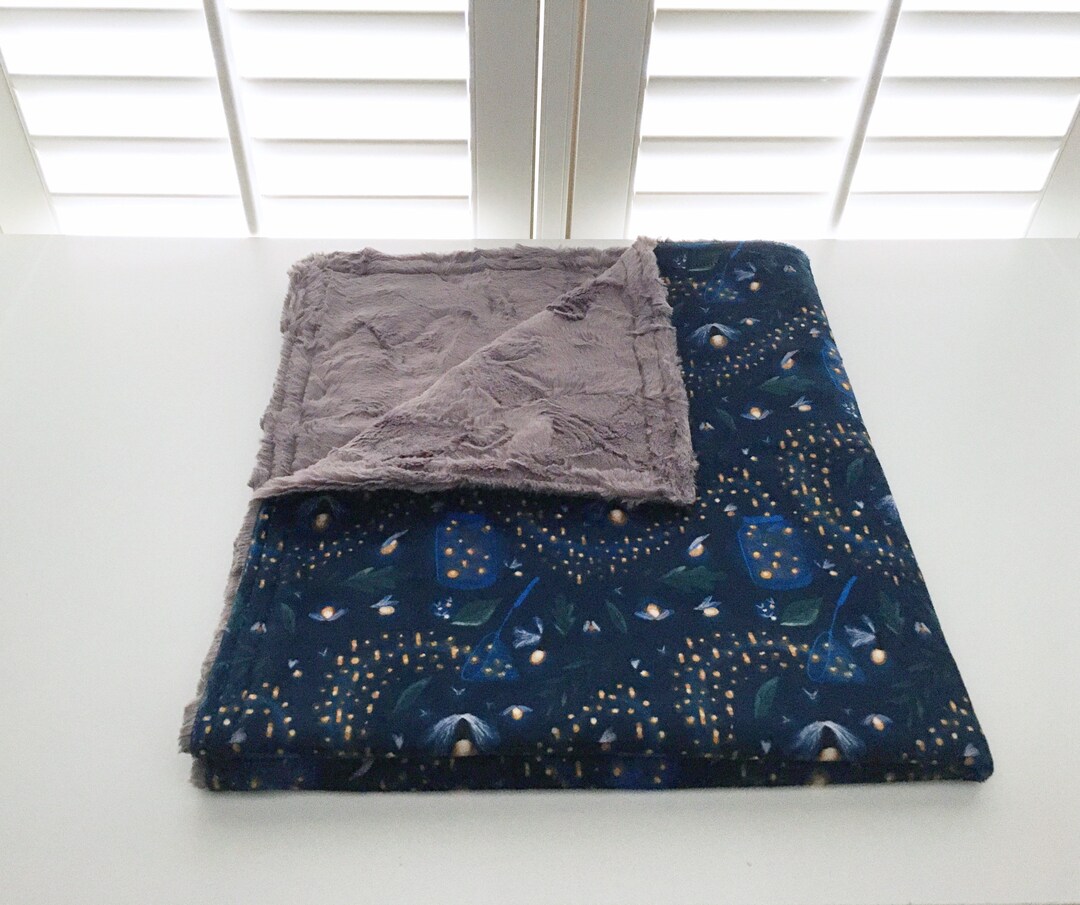 Fireflies Minky Weighted Blanket, Glass Beads, Anxiety Relief, Double ...
