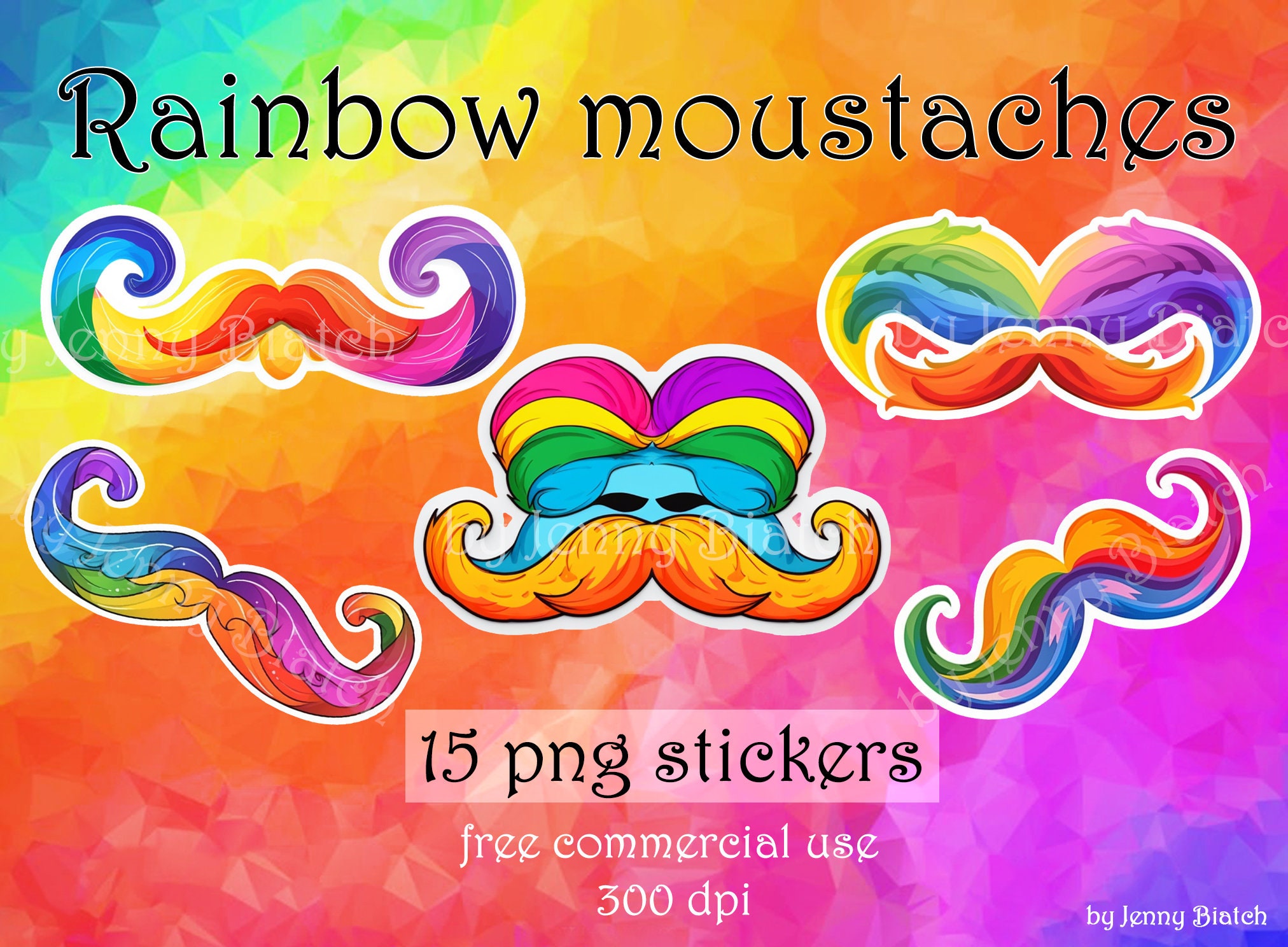 Transparent Rainbow Mustache