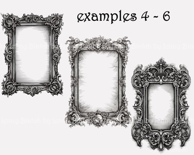 Gothic Rectangle Frame Ornate Pencil Sketch Transparent - Etsy UK